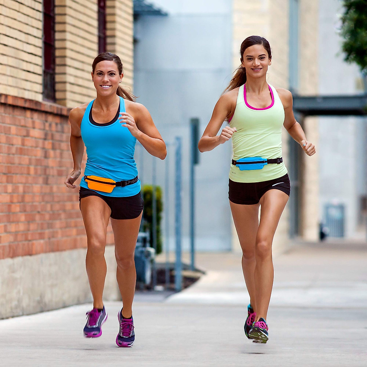 SPIbelt Large Pocket Running Belt for Women Men, Phone Holder for Running, Running Fanny Pack, Holder for Phone, Running Waist Pack, Expandable, Adjustable. Black with Turquoise Zipper