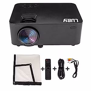 Luby Portable Movie Projector with Free Projector Screen Perfect for Fun Camping Neighborhood Gathering Backyard Movie