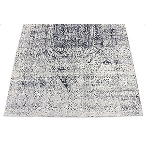 Unique Loom Chateau Collection Traditional, Vintage, Textured, Medallion, Distressed, Victorian Area Rug, 5 ft x 8 ft, Navy Blue/Beige