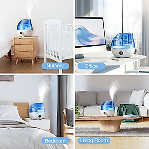 Humidifiers for Bedroom, VCK 2.3L Ultrasonic Cool Mist Quiet Air Humidifier, 24 Hours Run Time, Auto Shut-Off, 3 Mist Levels, 360° Rotation Nozzle for Home Baby Nursery, Plants, Large Room Indoor Use