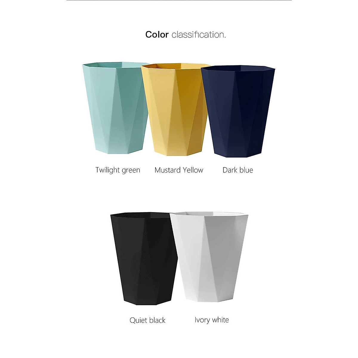 Zentto Spruce Sleek & Stylish Polygon Plastic Small Trash Can Wastebasket, Garbage Container Bin for Bathrooms, Kitchens, Home Offices, Kids Rooms (Mustard Yellow-L)