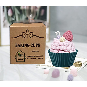 24 Pack Silicone Baking Cups Set, Reusable Nonstick Kitchen Cupcake Liners NonToxic BPA Free for Pudding Tart Bread Mousse Jelly for Holiday Party Thanksgiving Christmas (2.56" x 1.57" x 1.18")