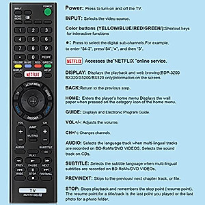 Gvirtue RMT-TX100U Universal Remote Control Replacement for Sony-TV-Remote All Sony LCD LED UHD HDTV Bravia Smart TVs with Netflix Button
