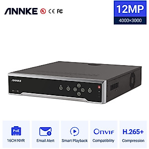 ANNKE 32 Channel 12MP PoE Network Video Recorder for PoE Security Camera, H.265+ NVR w/ 16 Ports PoE Recording, Customized Motion Areas, Supports up to 4 x 12TB Hard Drive (Not Included)