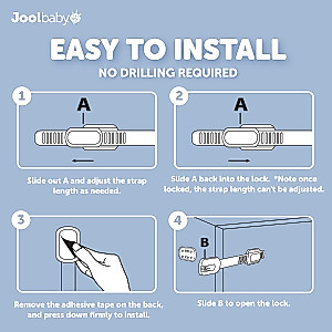 Child Safety Strap Locks (8 Pack) Baby Proof Cabinets, Drawers, Fridge, Toilet & Trash Cans – 3M Adhesive Childproof Locks – Jool Baby