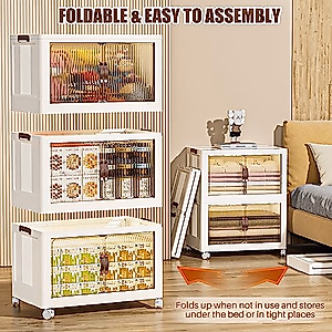 102 Qt Large Storage Bin with Lid 【Double-Opening Doors】Plastic Storage Organizer for Living Room Bedroom & Toy Room, Foldable Stackable Toy Storage Box, Containers for House Organizing, 2 Tier