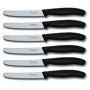 Victorinox Swiss Classic 6-Piece Steak Knife Set, 4-1/2-Inch Serrated Blades with Round Tip, 4-Inch