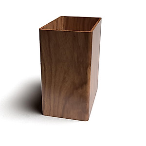 Purelite Modern Wood Trash Can for Bathroom, Bedroom, Dorm and Laundry Room | Small Office Waste Basket for Desk | Narrow and Slim Garbage Bin for Tight Space (Dark Wood)