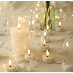 Eywamage Flameless Tealights with Remote Batteries Included, Bright Realistic LED Votive Candles Flickering Real Wax D 1.6"