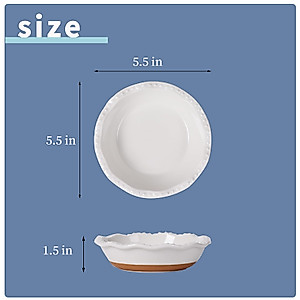 GDCZ Ceramic Mini Pie Pan Set of 4, Pie Dish Pie Plate for Baking, Individual Stackable Pie Tins, Multifunctional Pot Pie Pans for Quiches, Tarts, Pot Pies,Sauces and More,5.5 Inch 8OZ