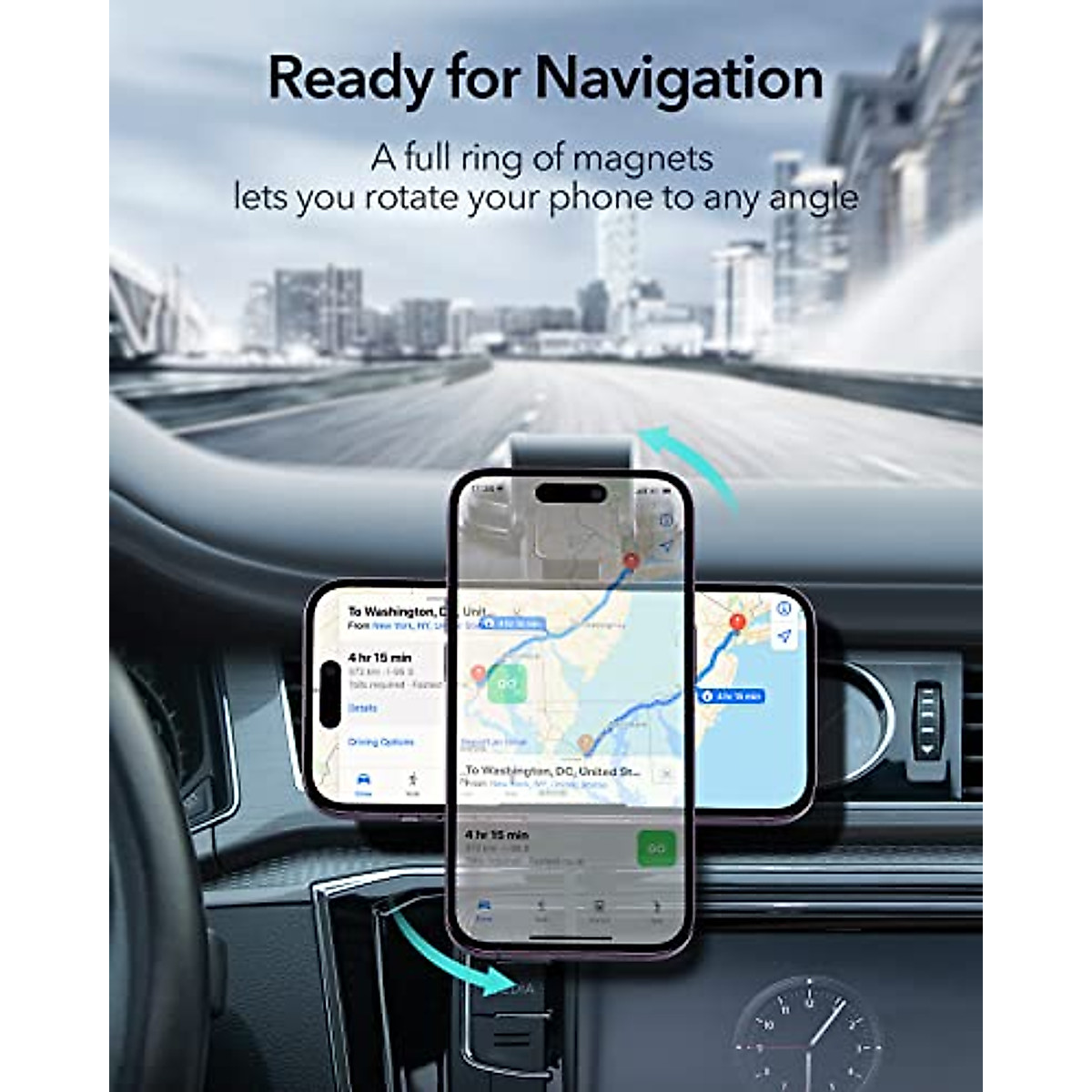 ESR Dashboard Magnetic Wireless Car Charger (HaloLock), Compatible with MagSafe Car Charger, Fast Charging, Dashboard Car Phone Holder Mount for iPhone 14/13/12 Series, Car Accessories, Black