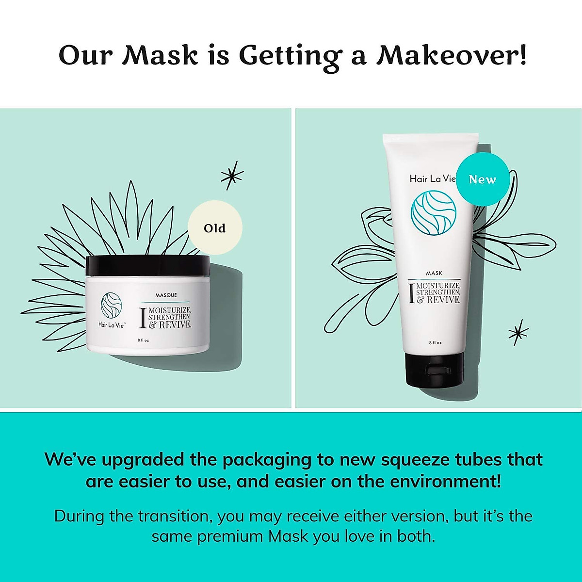 Hair La Vie Shampoo + Mask & Deep Conditioner | with Coconut Oil, Argon Oil, & Keratin | for Curly, Straight, Dry or Heat Damaged Hair