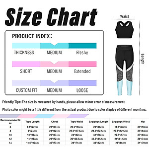 TiaoBug Kids Girls Crop Tops and Athletic Leggings 2 Pieces Activewear Set Leopard Print Gym Yoga Workout Outfits Black&Light Blue E 12