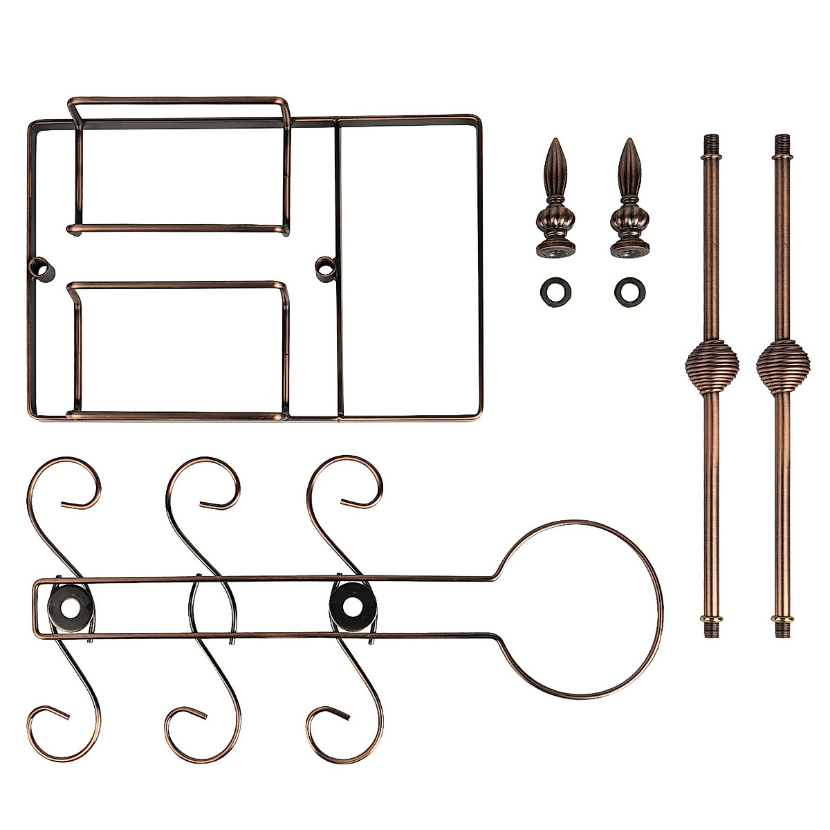Migecon 3-In-1 Metal Countertop Wine Glass Holder With Wine Racks And Wine Decanter Drying Stand,Freestanding Tabletop Stemware Storage Rack,Vintage Wine Glass Drying Rack.