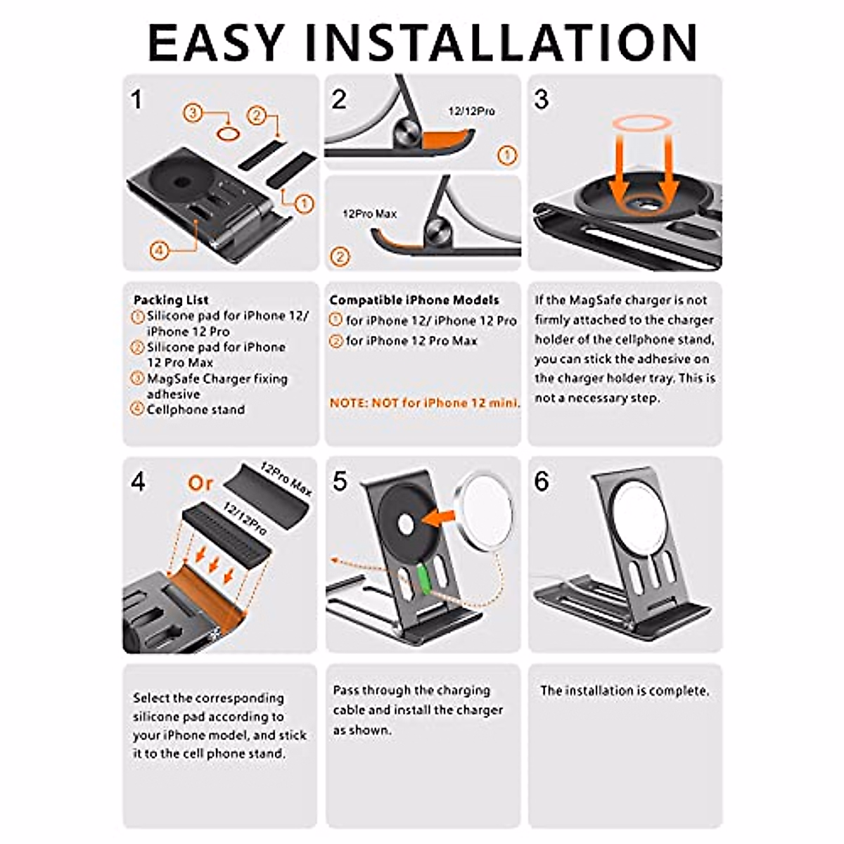 HALLEAST Compatible with for Magsafe Charger Stand, Adjustable Foldable Desktop Aluminum Metal Holder Compatible with for iPhone 14/13/12 Series, Gray