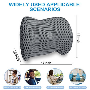 sproerden Lumbar Support Pillow, Ergonomic - Memory Foam Lumbar Support Pillow for Lower Back Pain Relief for Car Seats, Office Chairs, Gaming Consoles, Sofas, Recliners and Beds (Gray)