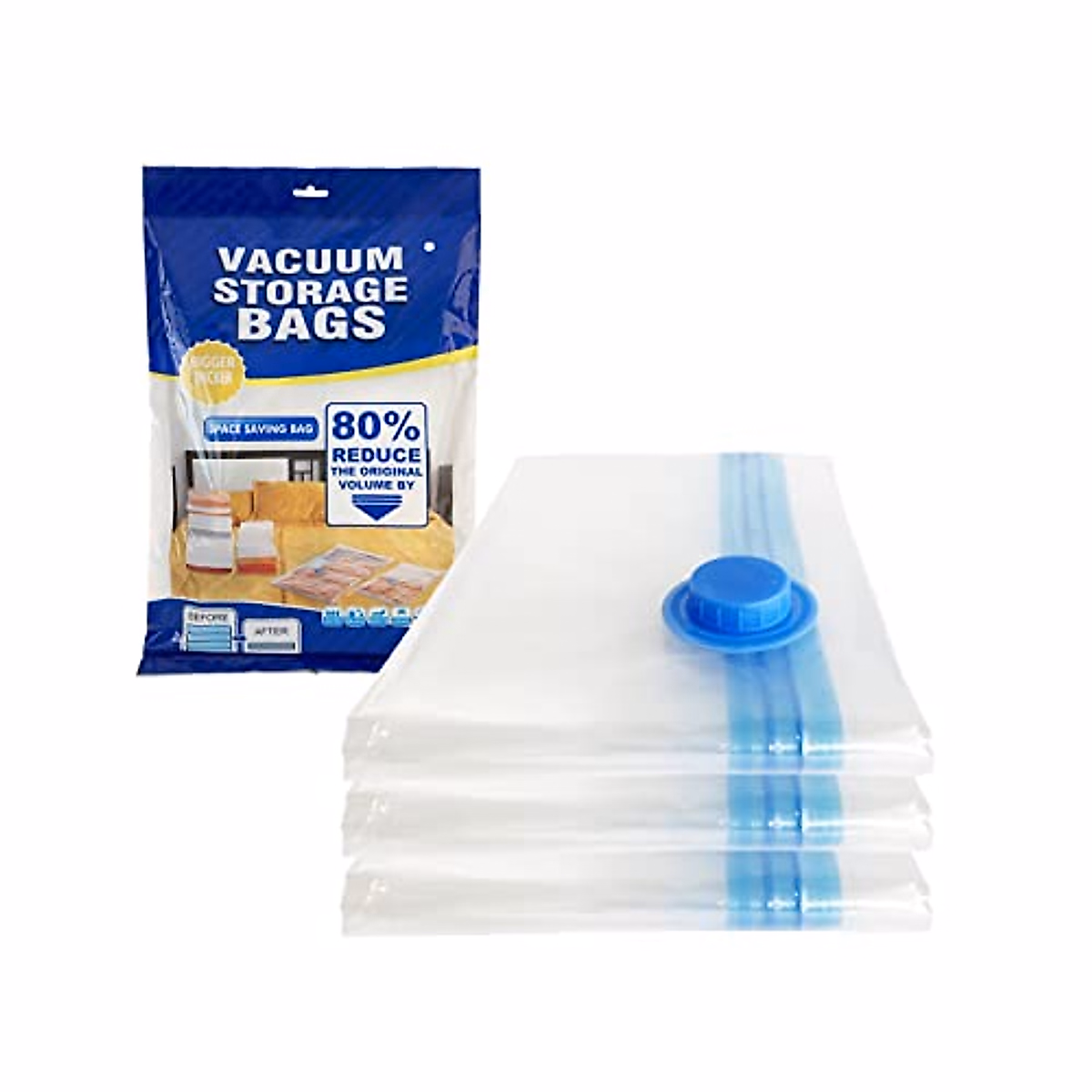 Vacuum Storage Bags 3 Pack Large Vacuum sealed bags for Clothes 3 Large (32x24“) Premium Reusable Space Saving storage bags for comforters and blankets (3, Large)