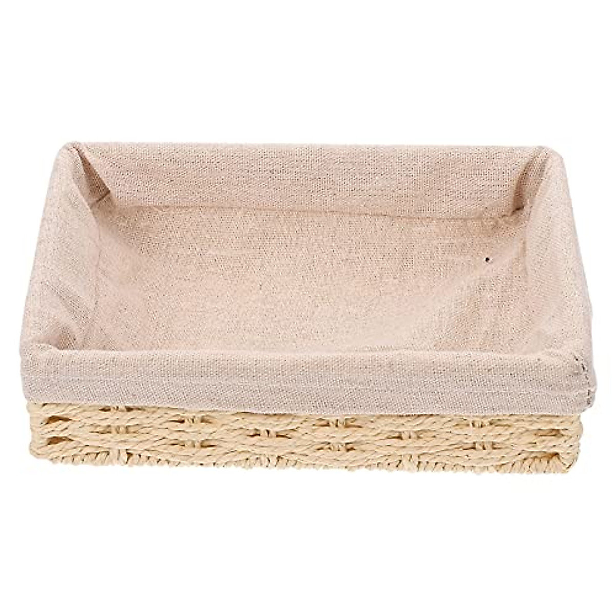 VOSAREA Small Wicker Baskets with Liners Shelf Baskets Rectangular Basket Rattan Wicker Baskets Sundries Organizer Cosmetic Makeup Holders (Beige)