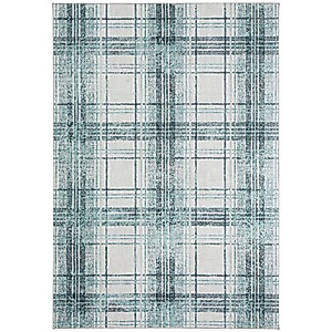 DECOMALL NELE Washable Area Rugs, Modern Lattice Non-Slip Carpet for Bedroom Living Room Sofa Dining Room, Blue 5’x7’