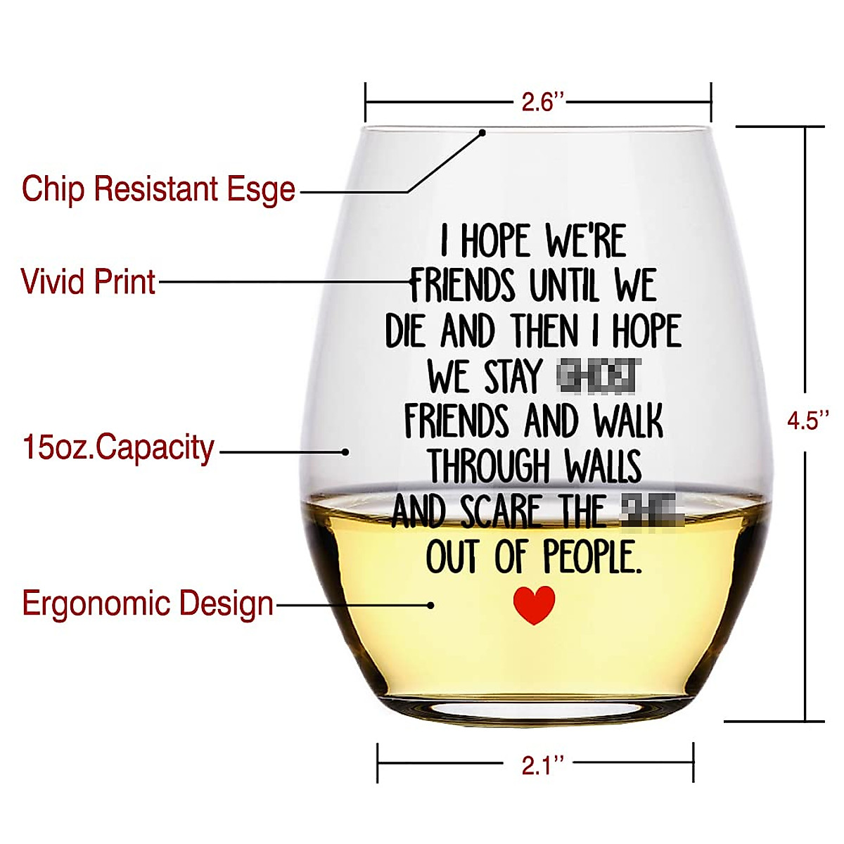 Perfectinsoy I Hope We're Friends Until We Die Wine Glass, Friendship Gift for Women, Her, Girls, Best Friend, Friends, BFF, Sisters, Soul Sister, Coworker, Boss, Gift Idea for Sister Birthday