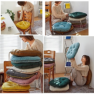 Thick Chair Pad for Dining Chairs,Soft Seat Cushion with Ties Non Slip Dining Chair Cushion, Velvet Chair Seat Cushion (Color : Khaki, Size : 38 * 40cm)