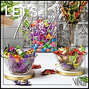 Vikko Glass Bowls, Set of 12 Decorative Glass Dessert Bowls, 11.75 Ounce Glass Dish for Dessert, Candy, Kitchen Prep, Dishwasher Safe