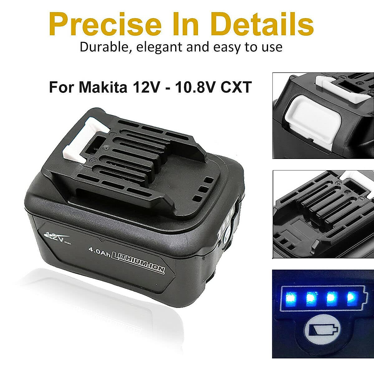 Replacement for Makita Battery 2pcs 12V BL1041 4,0A with DC10WD Charger Compatible with Makita Tools DF031D DF0331D JR103D MP100DZ TD110D 197339-1 HSS01D HP332D BL1041B BL1021B BL1015 DC10WC DC10SB