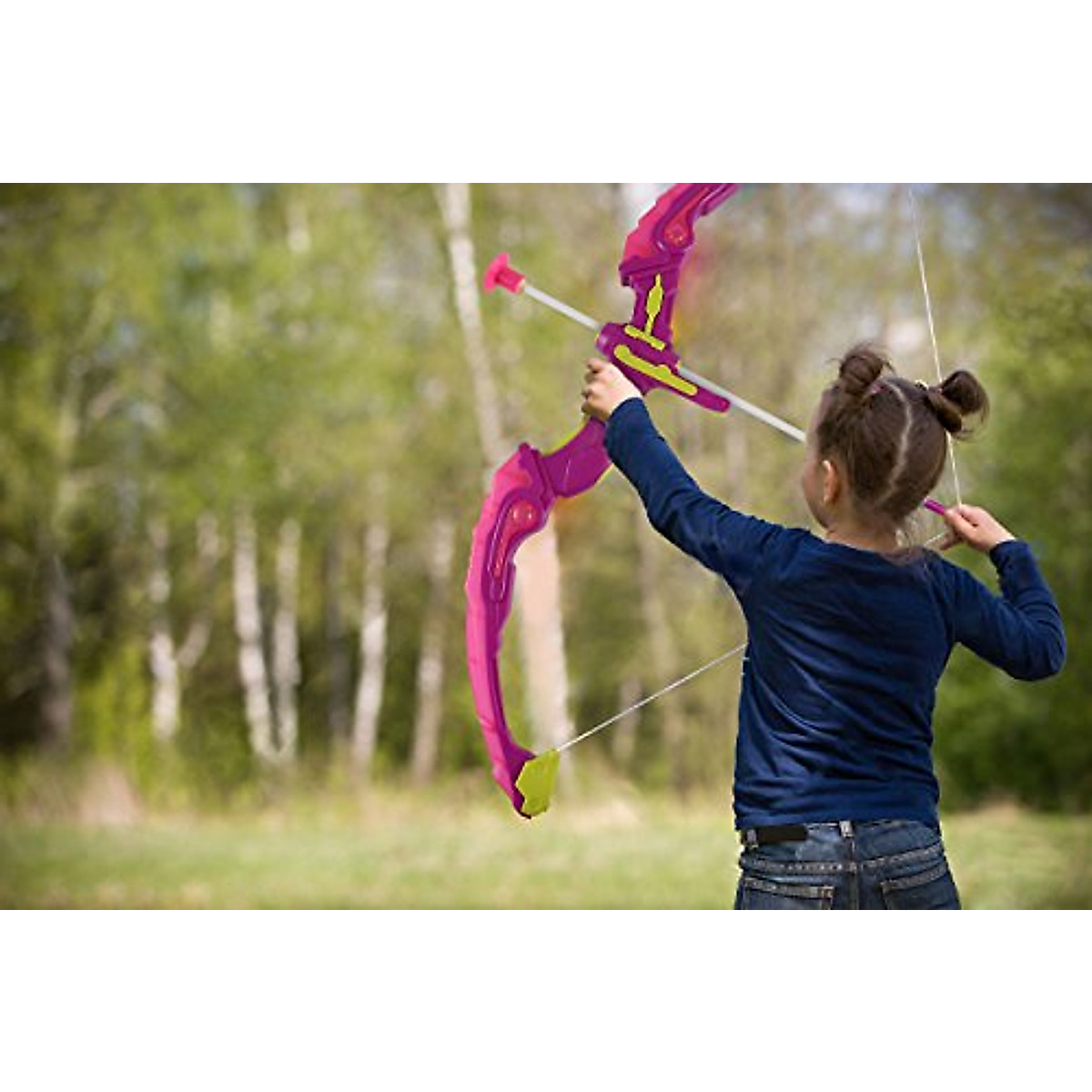 SainSmart Jr. Kids Bow & Arrow Toy, Princess Basic Archery Set Outdoor Hunting Game with 3 Suction Cup Arrows, Target & Quiver, Pink,includes 1 x luminous bow