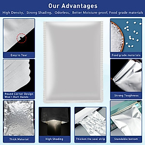 50 Pack 1 Gallon Mylar Bags for Food Storage with Oxygen Absorbers for Rice, Grains, Coffee Beans and Emergency Long Term Food Storage