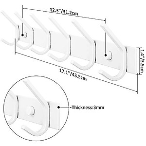 WEBI Coat Rack Wall Mounted,Coat Hooks Wall Mounted White,Coat Hanger Wall Hook Rack,6 Hooks for Hanging Coats,Hats,Jacket,Clothes