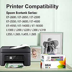 MS DEER Compatible 664 Ink Refill Bottles Replacement for Epson 664 Refill Ink Work with ET-2650 ET-2550 ET-16500 ET-4500 ET-2600 Printer (2 Black 1 Cyan 1 Magenta 1 Yellow) 5 Pack