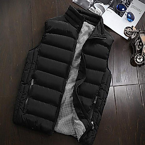Men Padded Cotton Blend Autumn Winter Warm Vest Coat Tops Jacket Casual Loose Sleeveless Solid Slim Warm Outwear