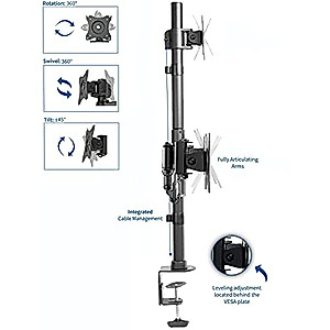 Servicrt Quad Monitor Heavy Duty Desk Mount 3 + 1 Stand Holds Four Screens up to 24" Officeproducts Office Desk Office Organization Monitor Mount Dual Monitor Stand Monitor arm Computer Stand Monito