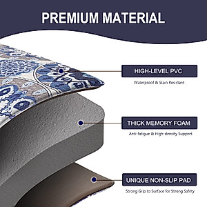 ASPMIZ Kitchen Mats Sets 2 Piece, Memory Foam Kitchen Rugs and Mats Non Slip Washable, Farmhouse Anti Fatigue Kitchen Mat and Runner Set, Blue Cushioned Floor Comfort Mat, 17'' x 47'' + 17'' x 30''