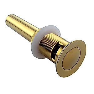 Bathroom Sink Drain Gold, Angle Simple Brass Pop Up Drain, Vanity Sink Stopper Drain Assembly, with Overflow
