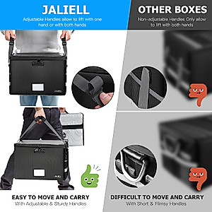 Upgraded File Box with Lock, Fireproof Document Box File Cabinet File Organizer Box with Water-Resistant Zipper & Adjustable Handle, Collapsible Filing Cabinet for Hanging Letter/Legal Folder (Black)