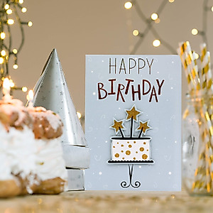 Bangtang happy birthday cards 6 design combinations 12 pieces of of happy birthday cards, happy birthday cake gold foil bulk birthday card combination (with self-adhesive envelope).