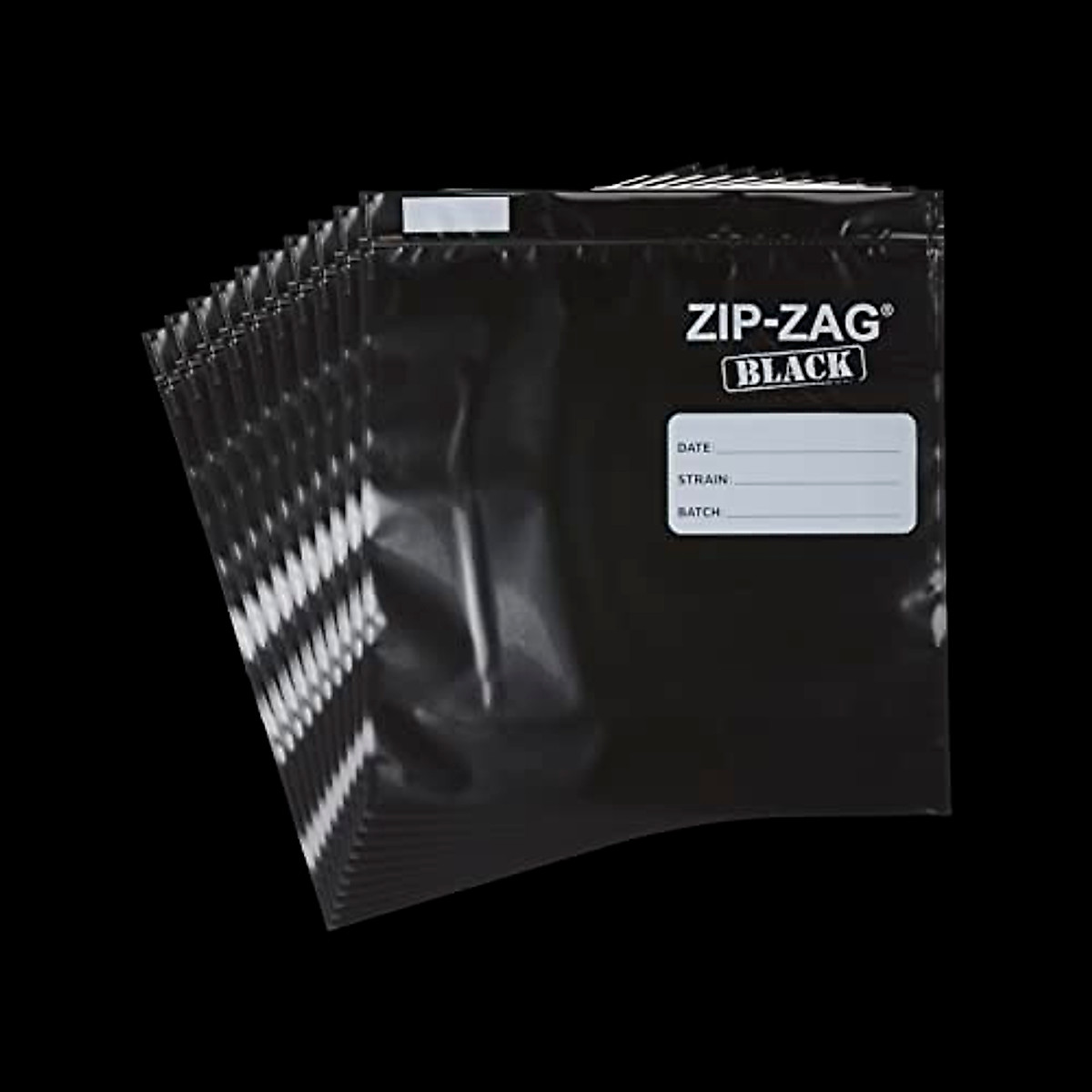 Zip-Zag BLACK 10 Half Pound Bags - Airtight Bags, Resealable, Reusable, Anti-Puncture, Washable, Food Safe, Treated for no Static, for Dry Herbs and Spices