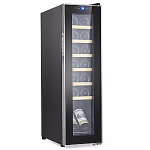 Towallmark 14 Bottle Compressor Wine Cooler, Wine Cellar with Adjustable Temp Control, Freestanding Beverage Refrigerator for Red, White, Champagne, Beer, Soda