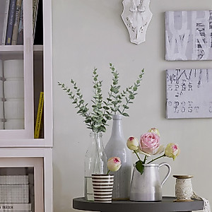 Tiyard 18pcs Eucalyptus Stems Artificial Eucalyptus Leaves Stems Real Grey Green Touch Leaf Branches for Home Office Flowers Bouquet Centerpiece Wedding Decoration