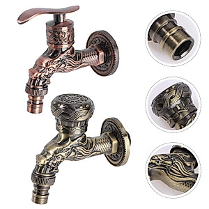Hemoton Bathtub Faucet 2pcs 1/2 Vintage Antique Water Control Sink Faucet Retro Wall Mounted Washing Machine Faucet for Kitchen Sink Mop Pool Bathtub Faucets Utility Sink Faucet