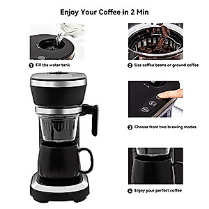 JAVASTARR Coffee Maker with Grinder Built in, Coffee Grinder and Maker All in One, Bean to Cup Grind and Brew Coffee Maker, Capacity 12-15 Oz Steam Pressure Technology Grinding Coffee Makers