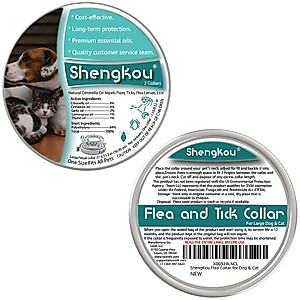 ShengKou Flea and Tick Collar for Dogs and Cats - Safe and Natural Prevention and Control of Pests on Puppies and Kittens - Waterproof - Free Comb - 2-Pack (13.8 in & 27.5 in)