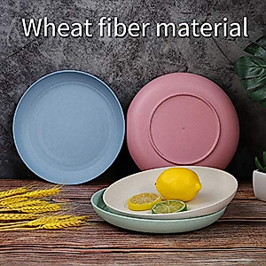 Wheat Straw Dinnerware Sets (12pcs) Multi Color Lightweight Bowls, Cups, Plates Set Reusable, Dishwasher Safe, Wheat Straw Bowls Plates Mugs