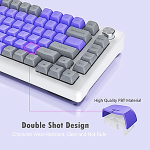 XVX PBT Keycaps, Shine Through Keycaps, XVX Profile 165 Keys Keyboard Keycaps, Double Shot Custom Keycaps for 61/64/68/84/87/100/104/108 for Cherry MX Mechanical Keyboard, Purple