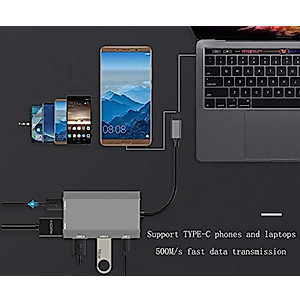 XUNMAIFHB Portable Docking Station,Type c hub hub 5-in-1 USB HUB5 Port Computer Adapter Mobile Phone Docking Station USB3.0, HDMI, Type-C Fast Transmission