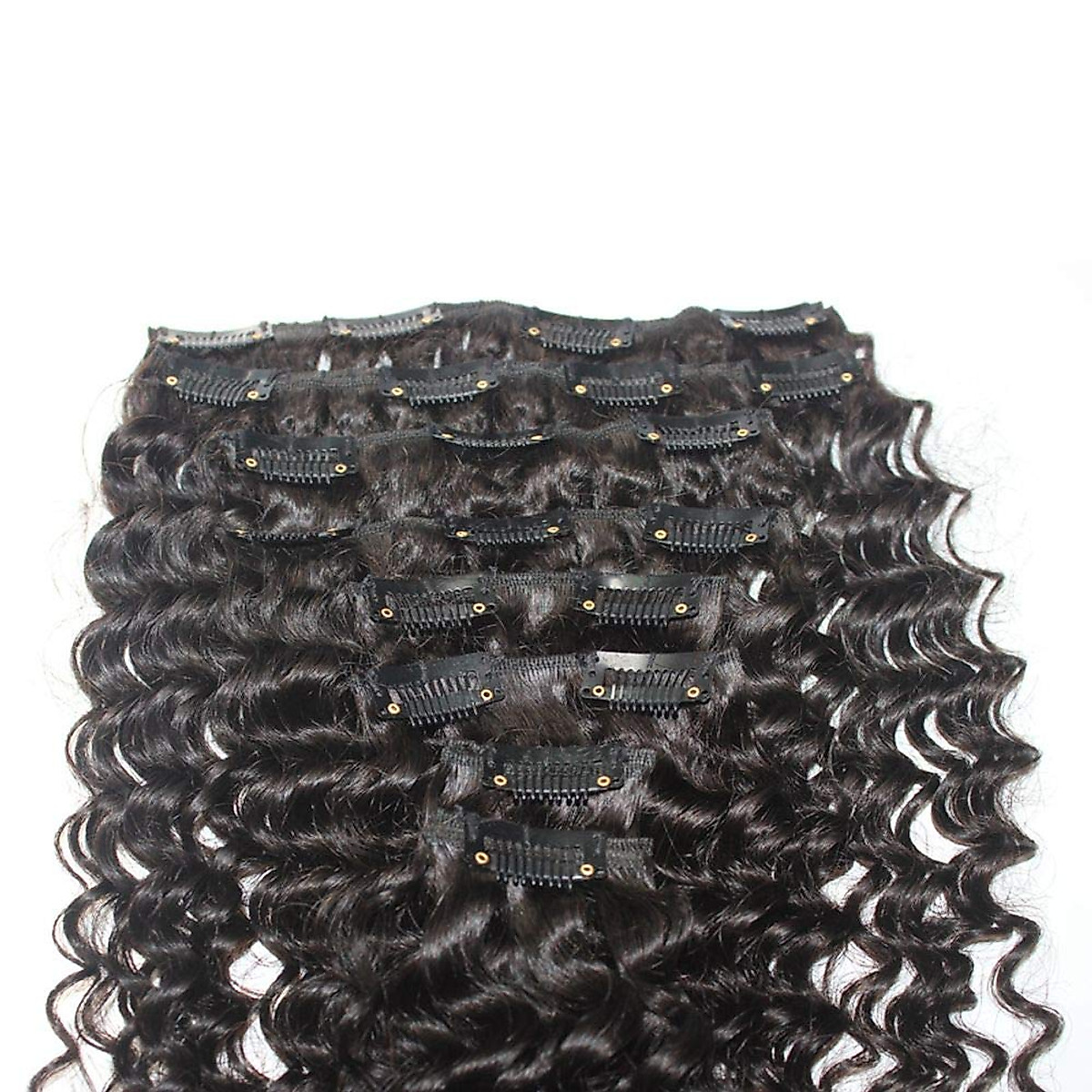 Forawme 100 Remy Curly Hair Extensions Clip In #1B Black 20 Inch 120g 8pcs/lot 20 Clips Hair Extensions