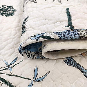 Brandream American Country Quilted Throw Blanket Cotton Birds Printing Throw Quilt 47 X 60 Inch, Beige
