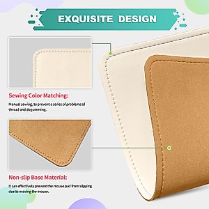 Mouse Pad, PU Mouse Pad，Leather Mouse Pad with Stitched Edge Micro-Fiber Base with Non-Slip Waterproof，Mouse Pad for Computers，Laptop, 8x11Inch (Milky White)
