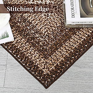 LUXLOOM Washable Rug 8x10 Area Rugs for Living Room Modern Bedroom Rug Brown Rug Imitation Braided Large Area Rug Non Slip Throw Rugs Stain Resistant Carpet for Nursery Dining Room 8'x10' Dark Brown